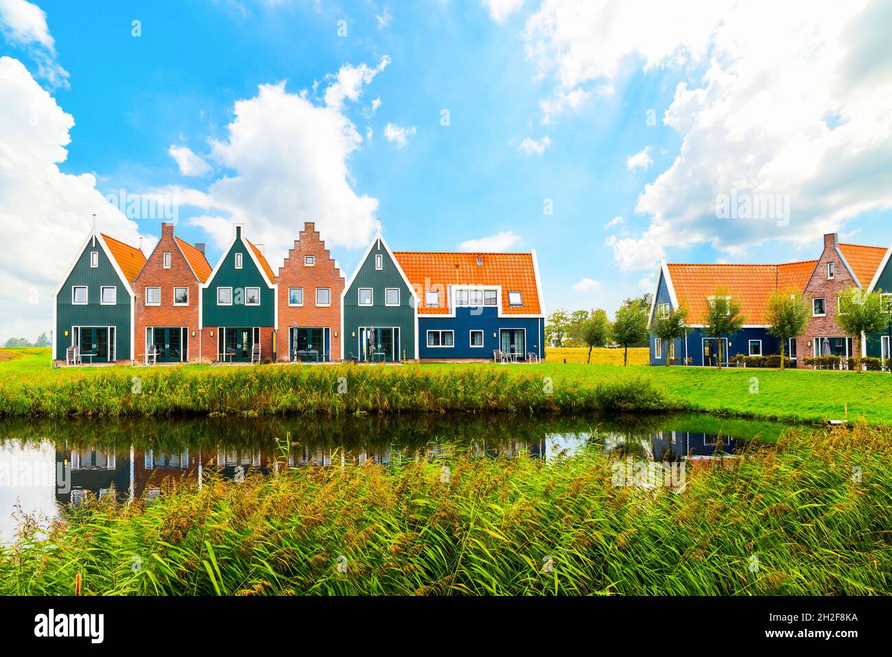 Volendam is a town in North Holland in the Netherlands. Colored houses ...