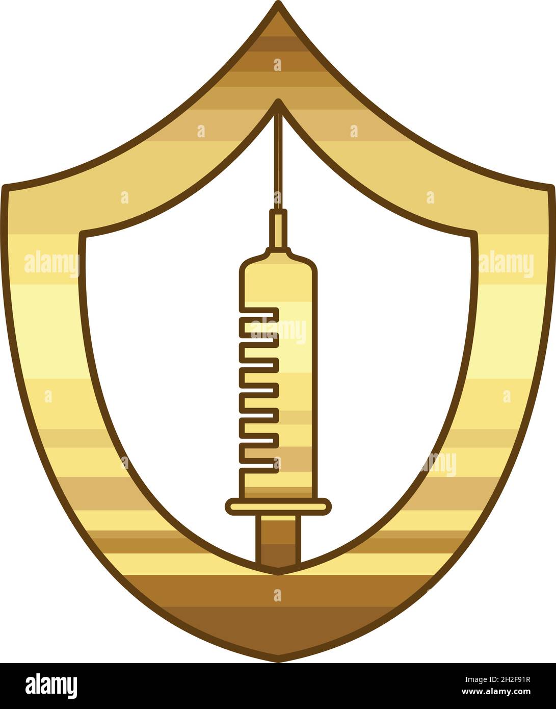 golden vaccination shield icon on white background Stock Vector Image ...
