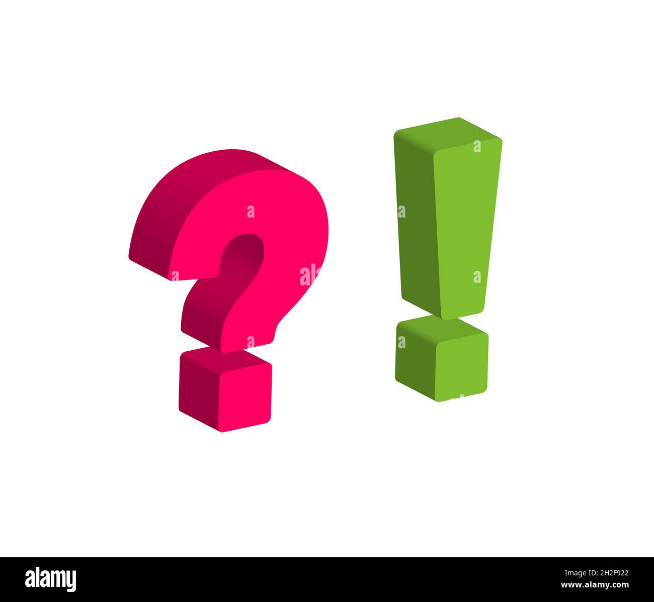 Large red Question Mark And green Exclamation Mark isometric Stock ...