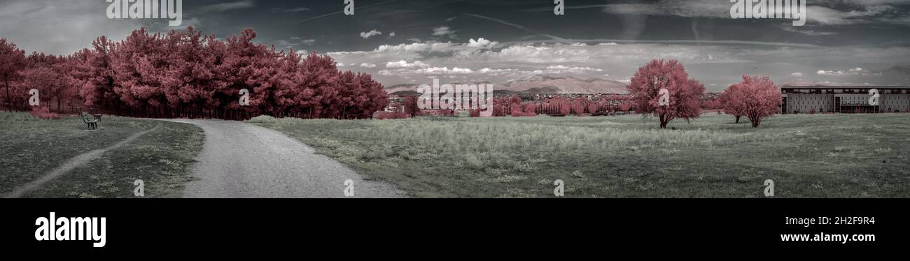 Rural panorama multi colored landscape scenery Stock Photo - Alamy