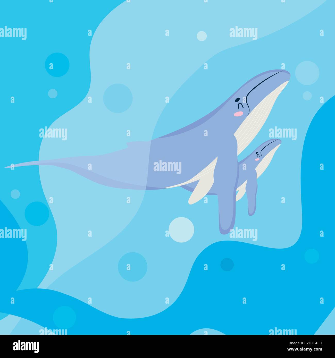 cute baby whale and whale illustration design Stock Vector Image & Art ...