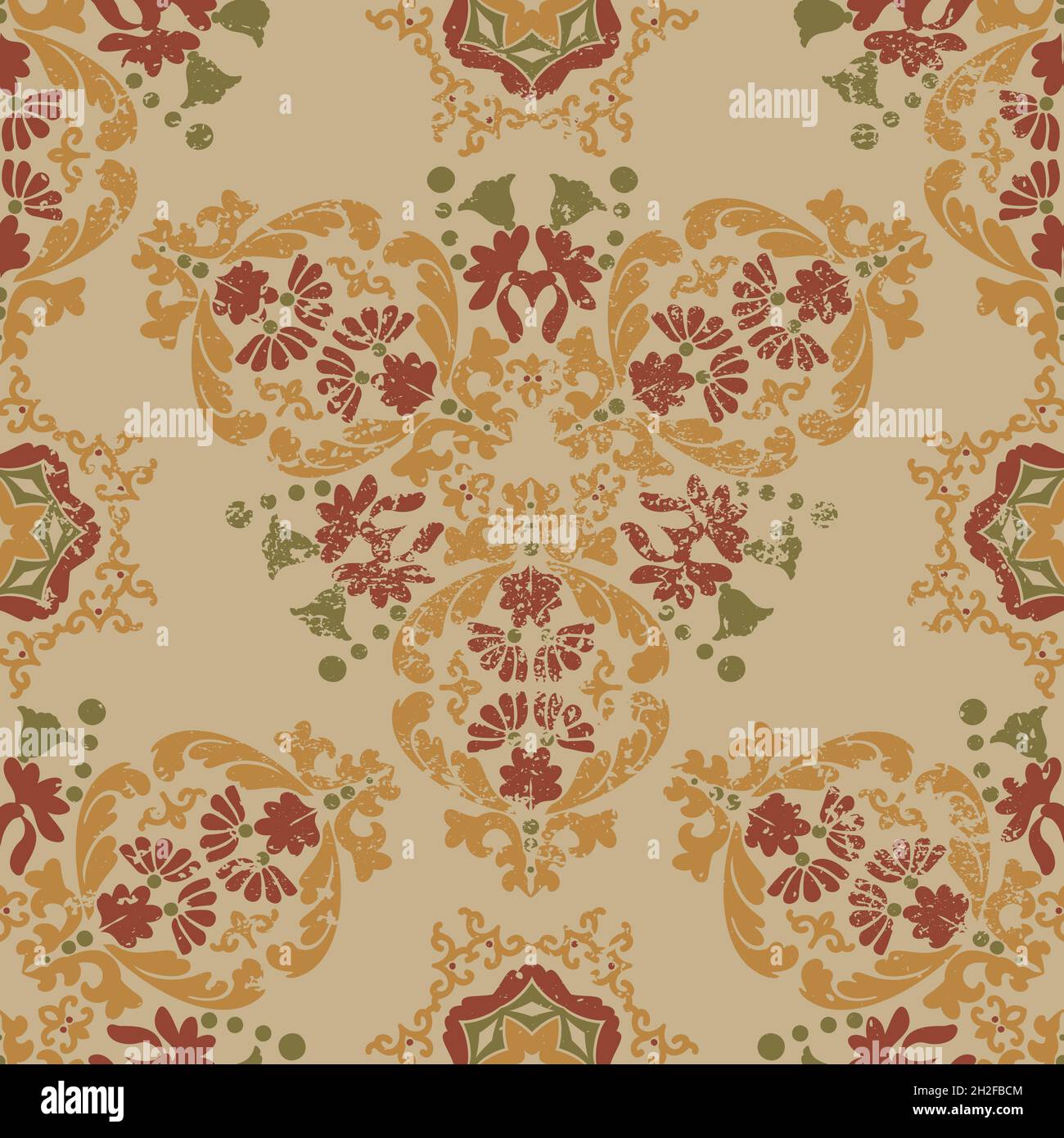 Seamless Floral Beige Victorian