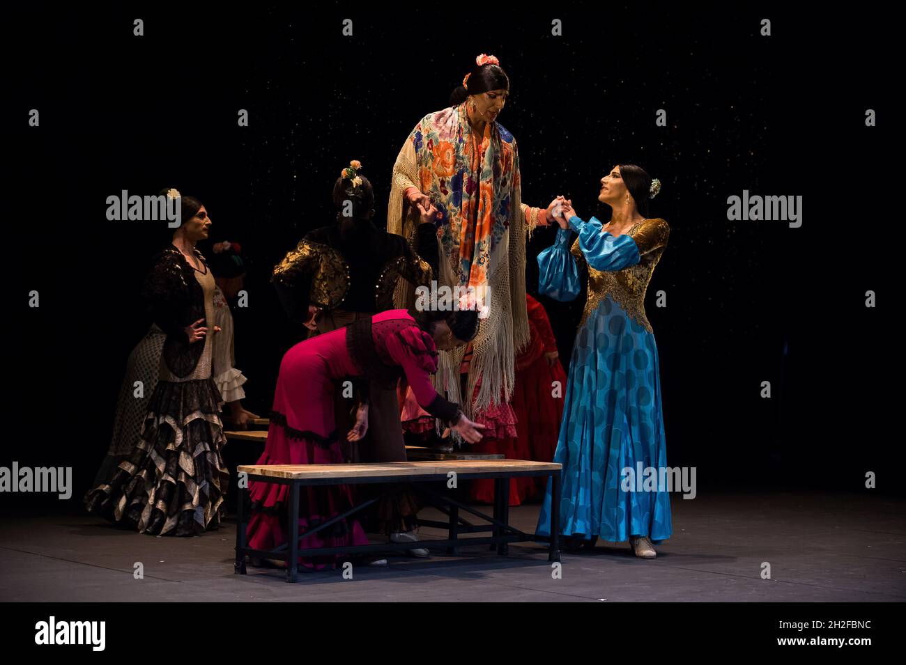 Malaga, Spain. 21st Oct, 2021. Flamenco dancers from flamenco dance ...