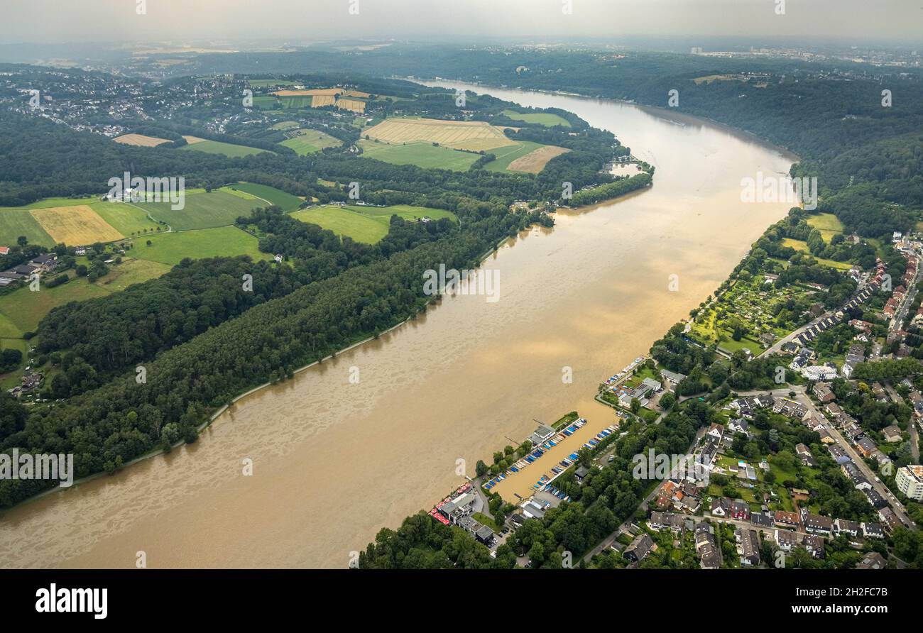 Aerial photograph, Ruhr flood, flooding, Heisingen, Essen, Ruhr area ...