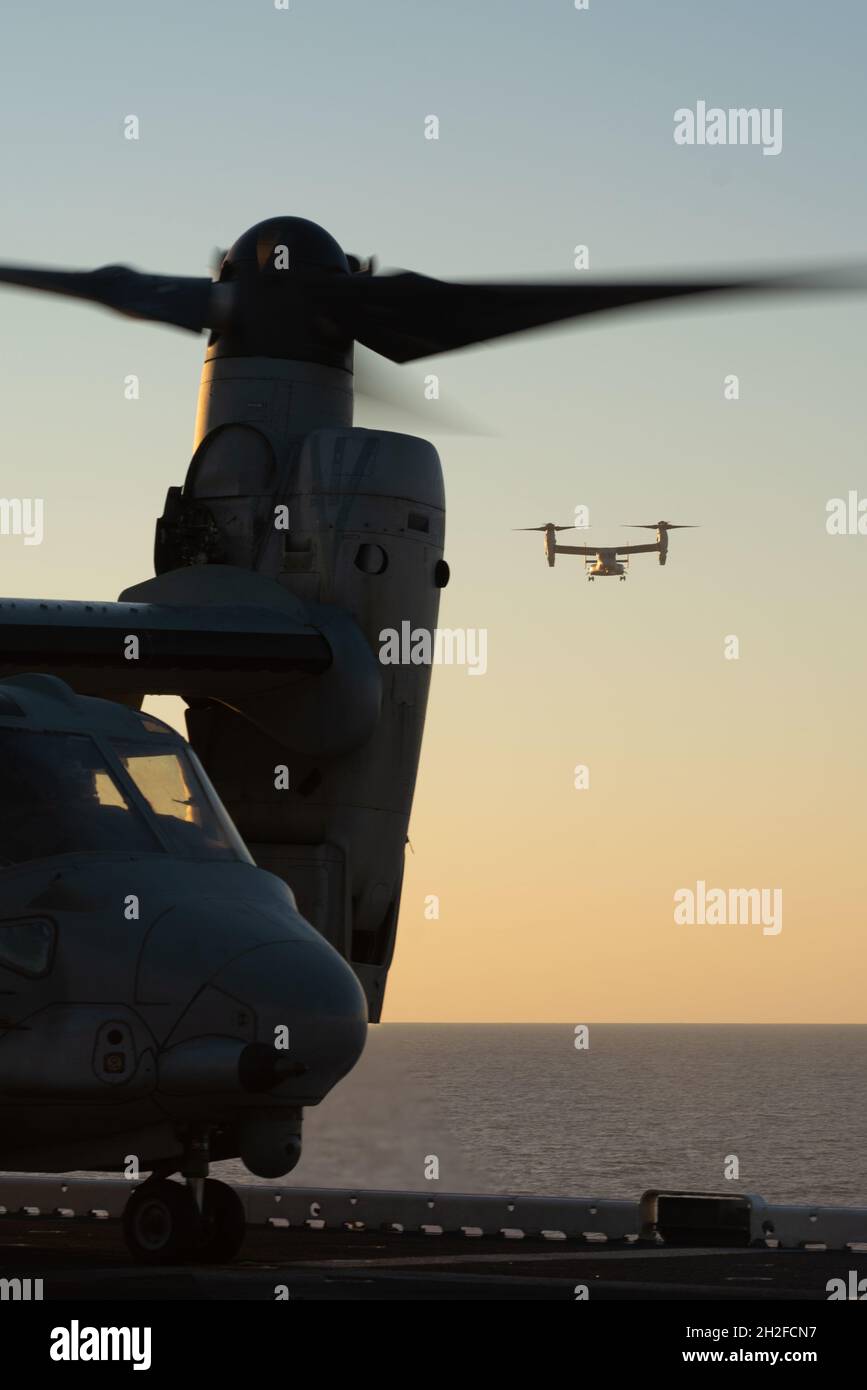 An MV-22 Osprey assigned to the Aviation Combat Element, 22nd Marine ...