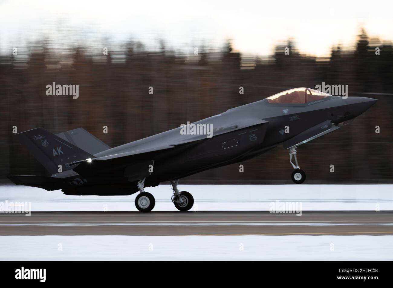 An F-35A Lightning II assigned to the 355th Fighter Squadron (FS) lands ...