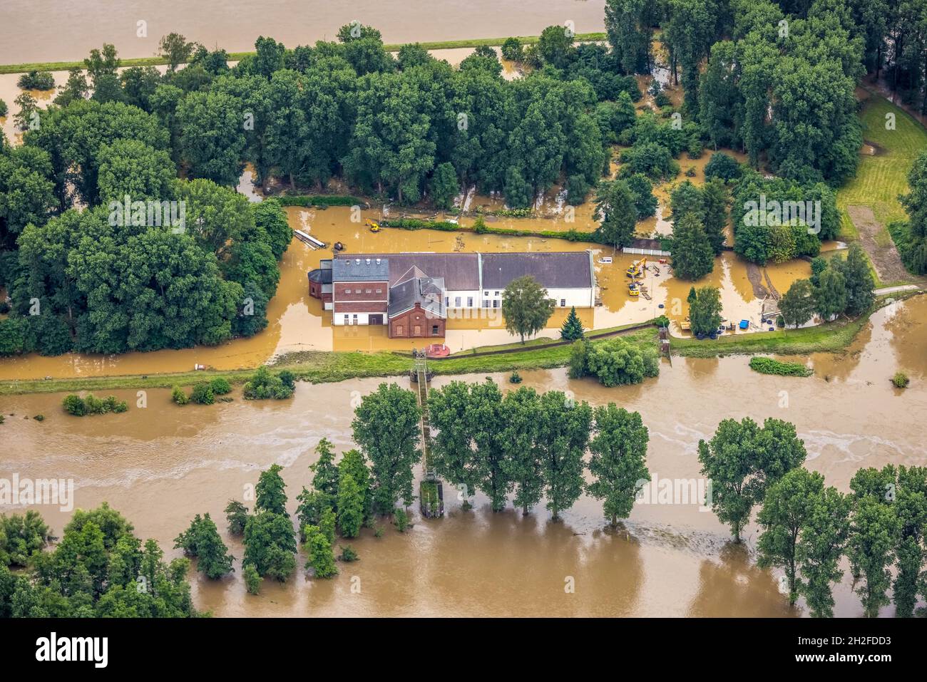 Aerial view, Ruhr flood, flooding, weather, Ruhr area, North Rhine ...
