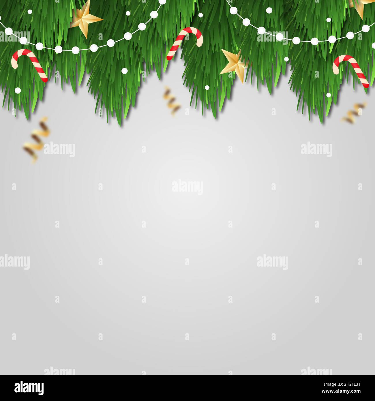 Christmas tree on white background, web template for festive ...