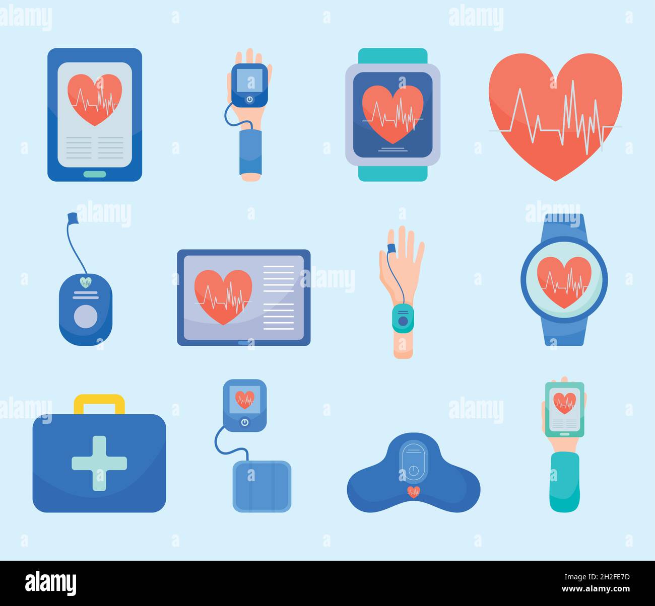 health monitors icon set design Stock Vector Image & Art - Alamy