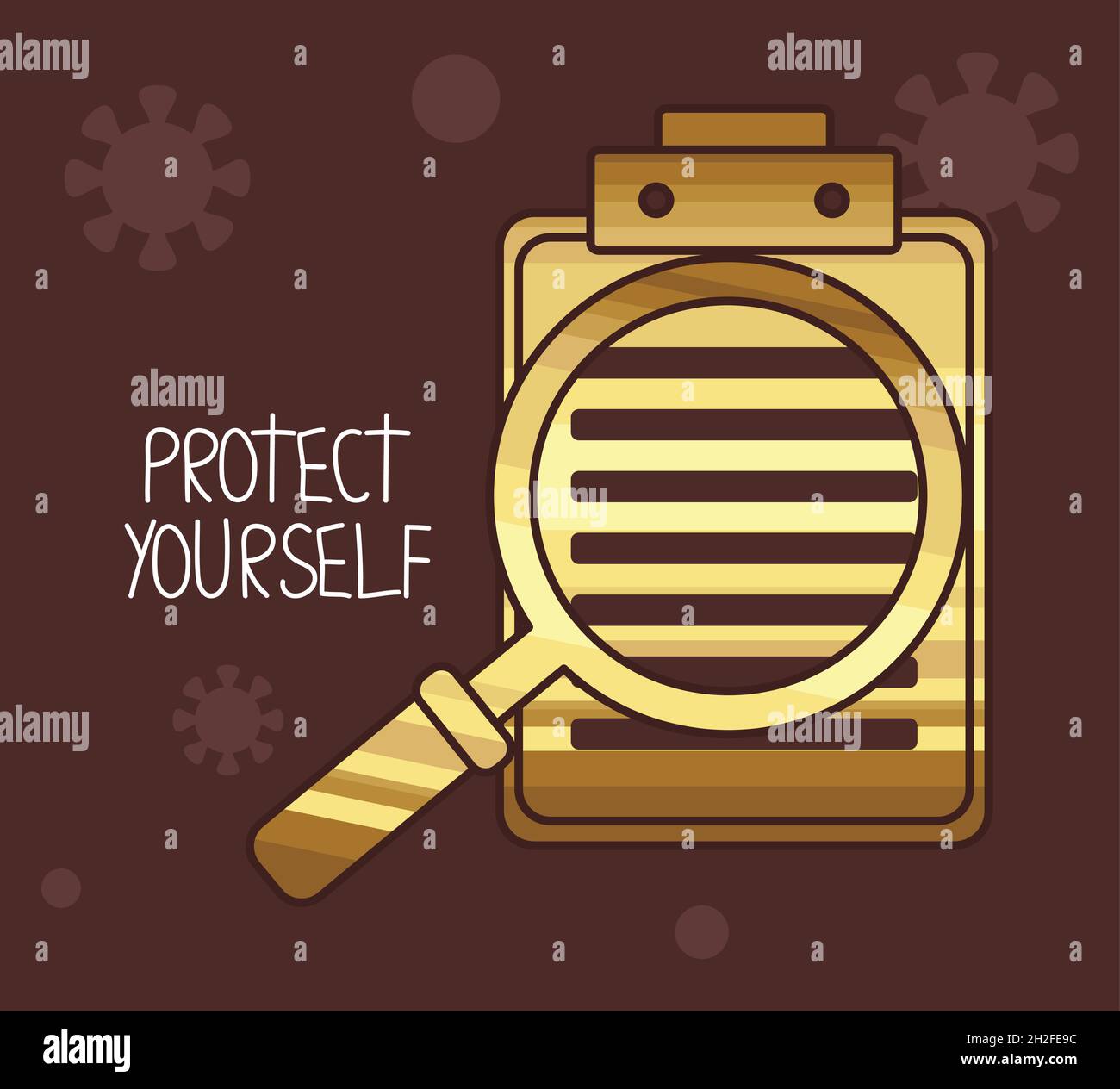 protect yourself illustration with clipboard and magnifying glass Stock ...