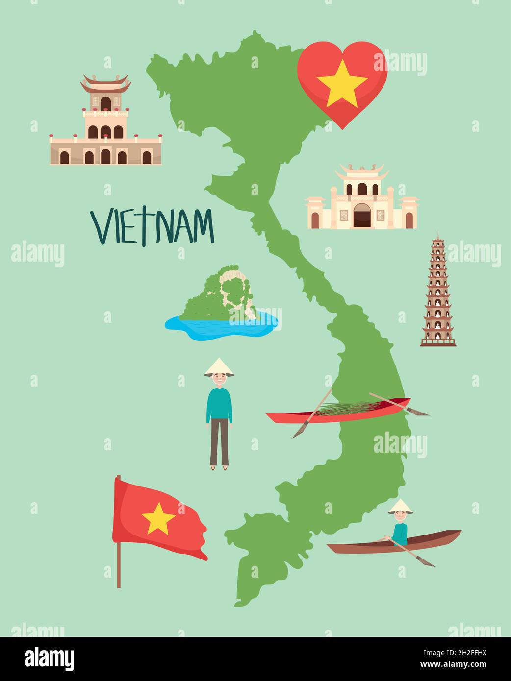 Vietnam map and landmarks illustration Stock Vector Image & Art - Alamy