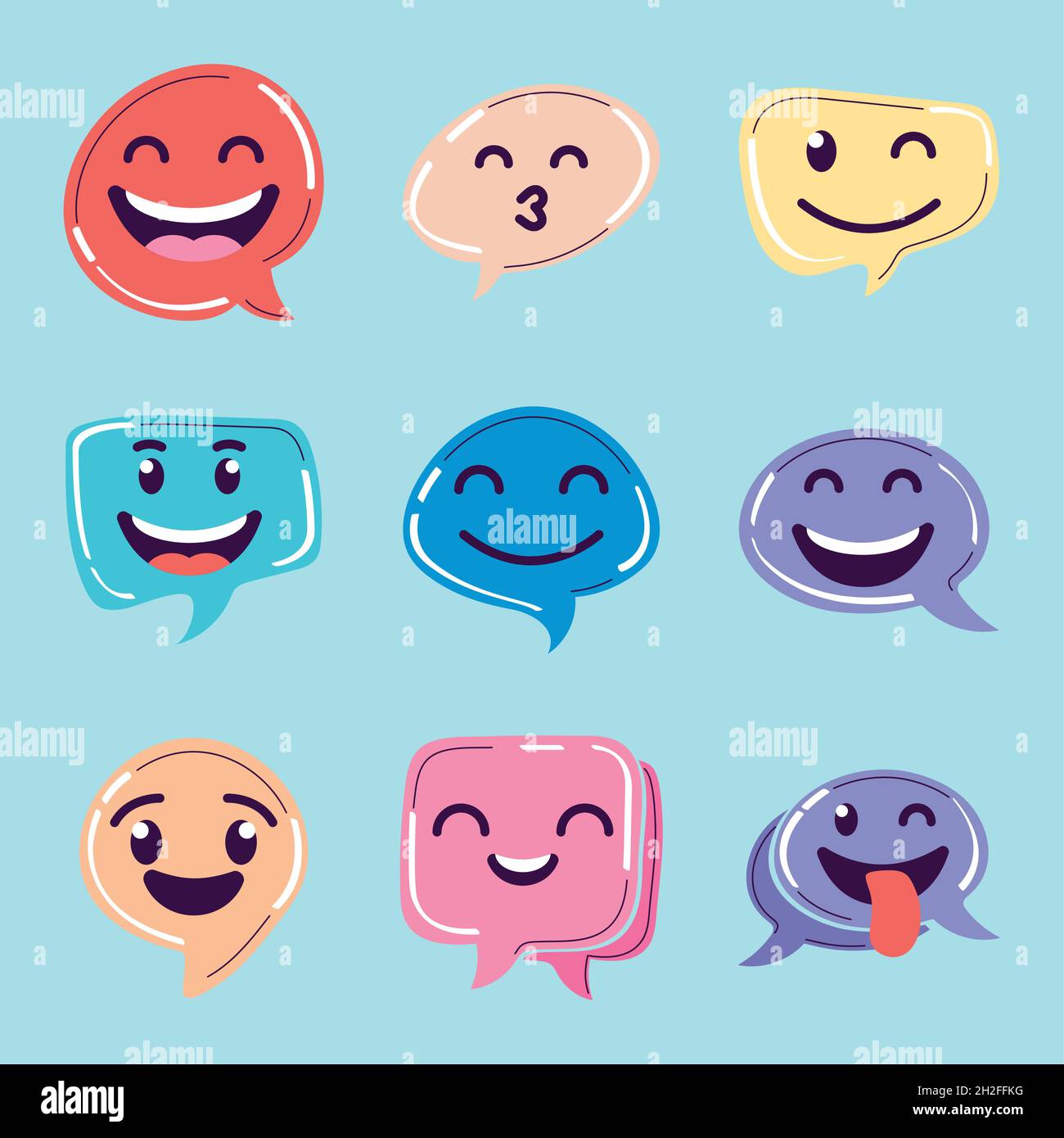 happy chat bubbles icon set Stock Vector Image & Art - Alamy