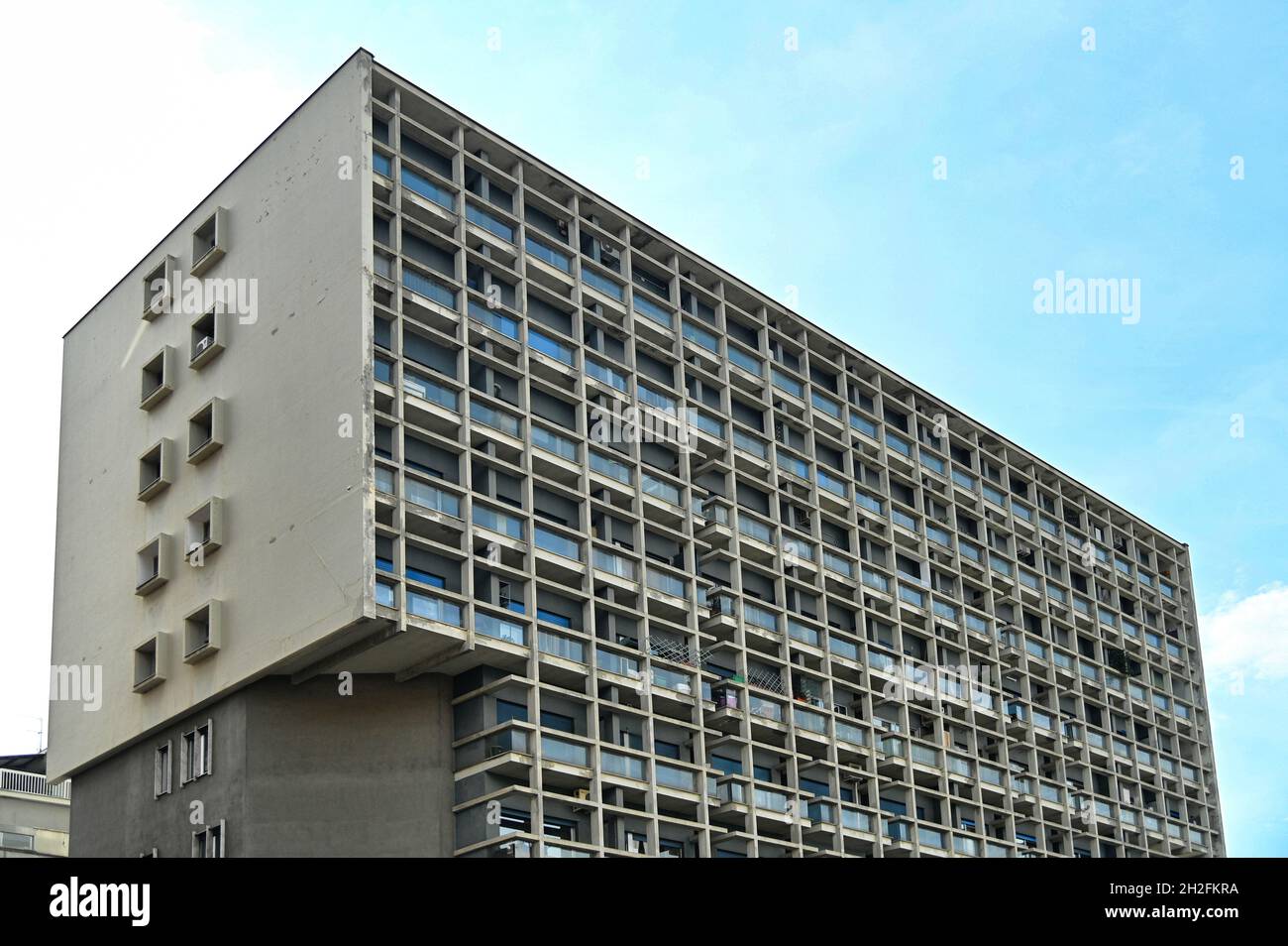 Large modern residential building facade with balconies in Turin, Italy ...