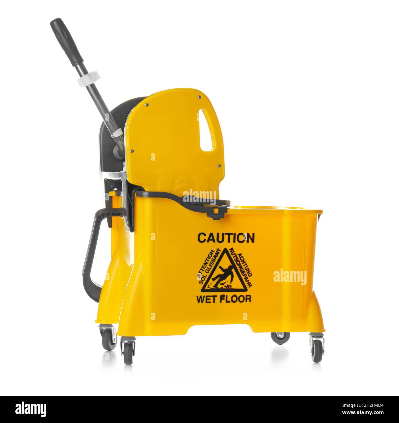 Empty mop bucket for cleaning on white background Stock Photo - Alamy