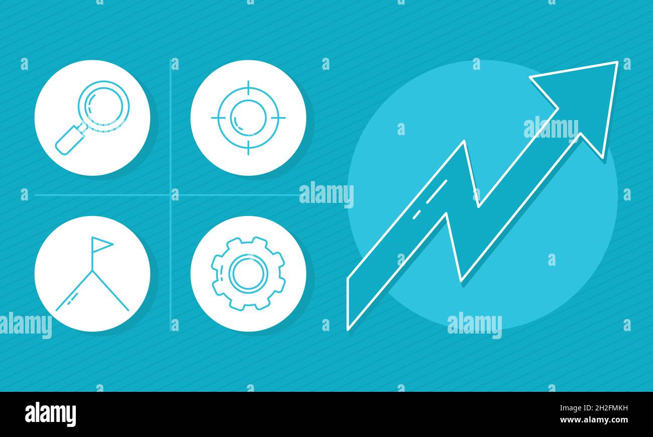 strategy icon set on blue background Stock Vector Image & Art - Alamy