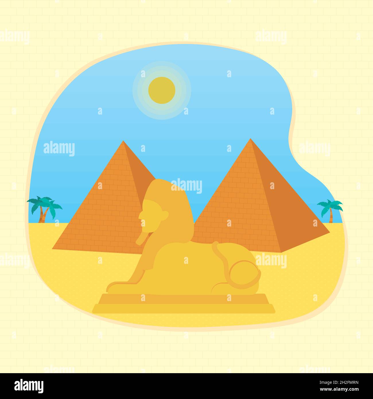egyptian illustration with pyramids and sphinx Stock Vector Image & Art ...