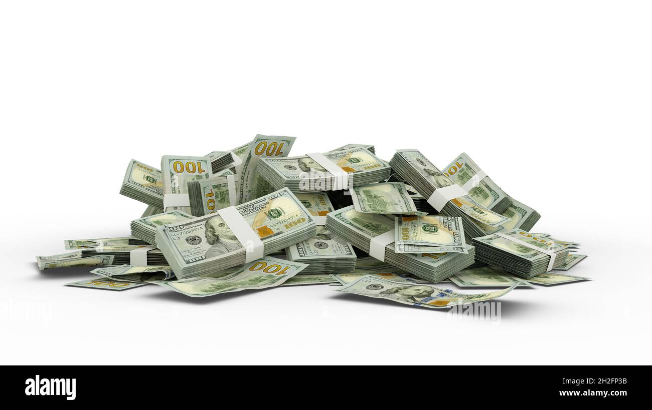 3D Stack of 100 US dollar notes Stock Photo - Alamy