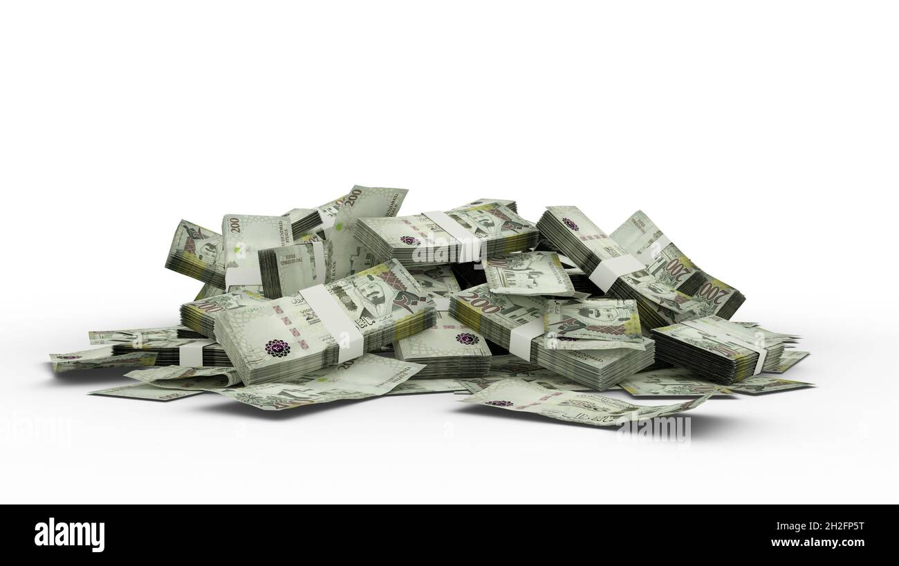 3D Stack of 200 Saudi Arabian Riyal notes Stock Photo - Alamy