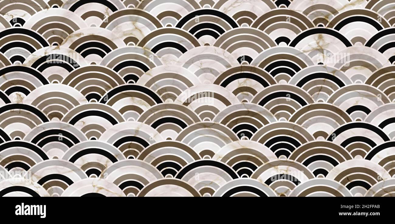 Japanese pattern circle overlapping. Luxury gold and gray background ...