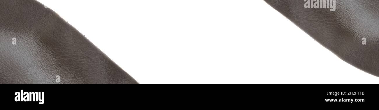 Leather banner. Leather production.Genuine leather in gray tones ...