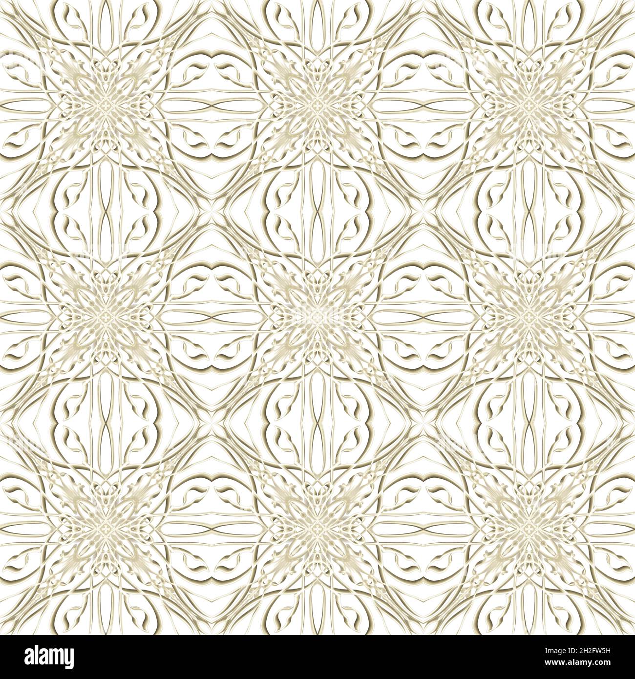 Seamless abstract geometric floral surface pattern in golden color with ...
