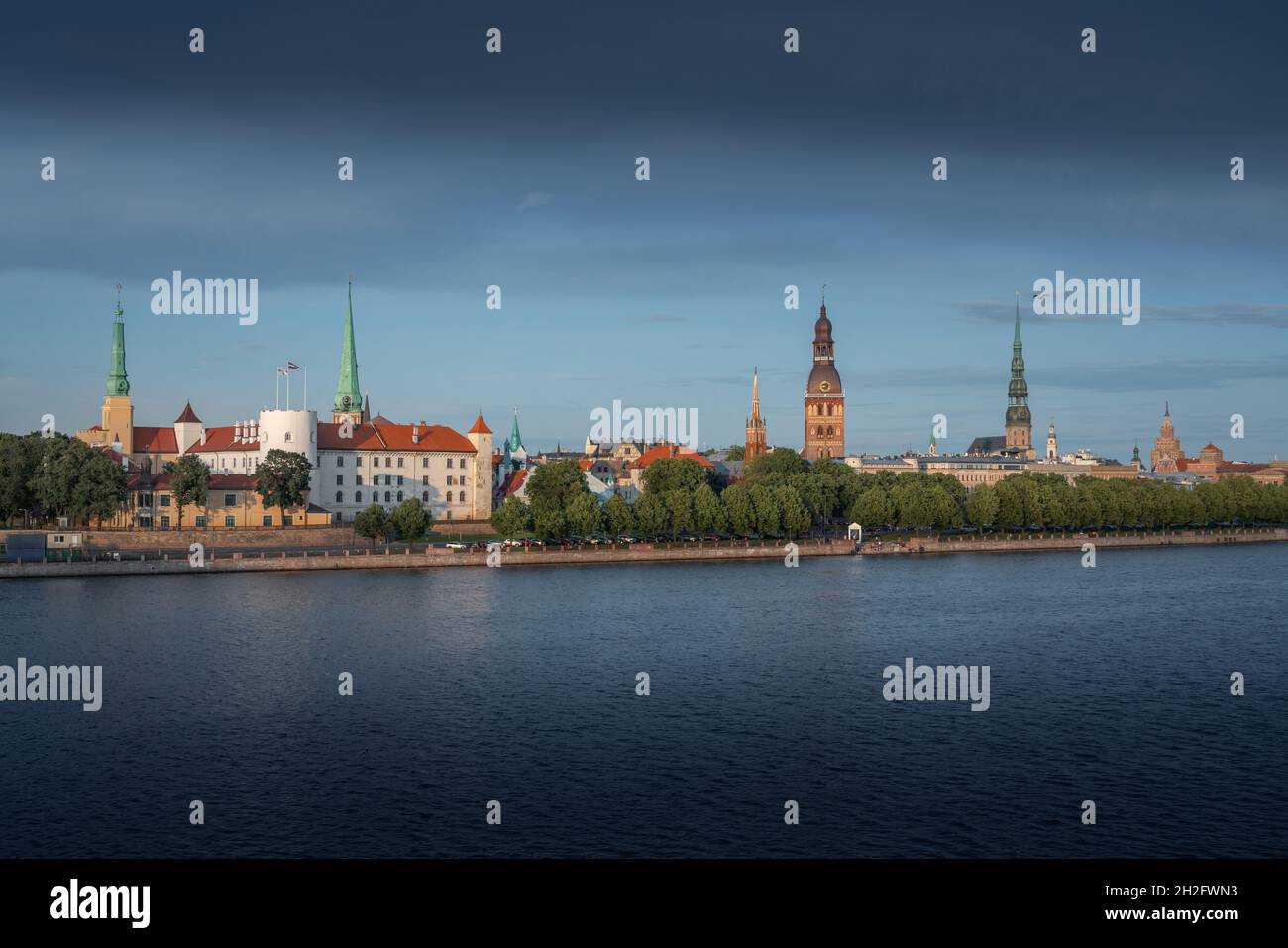 Riga Skyline with Riga Castle and Cathedral and Daugava River - Riga ...