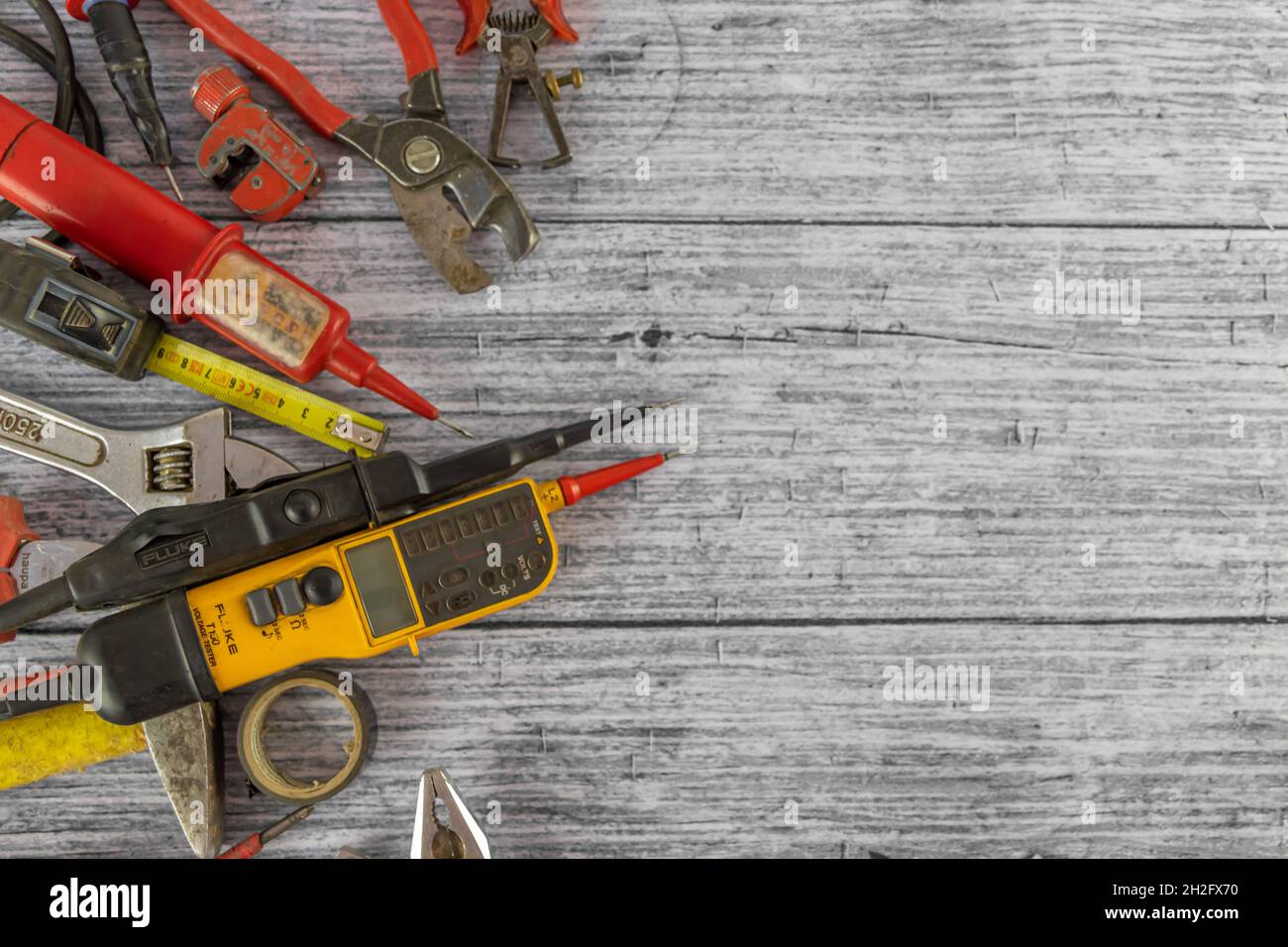 Probe voltage tester, hammer and many repairing tools and instruments ...