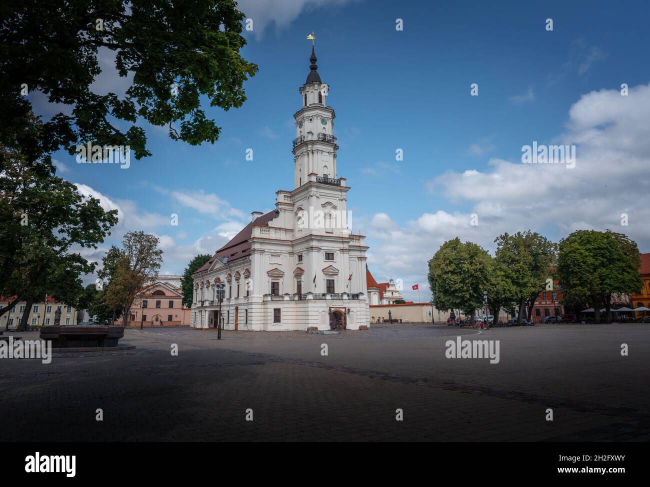 Kaunas Town Hall Square with the Old Town Hall and St. Francis Xavier ...