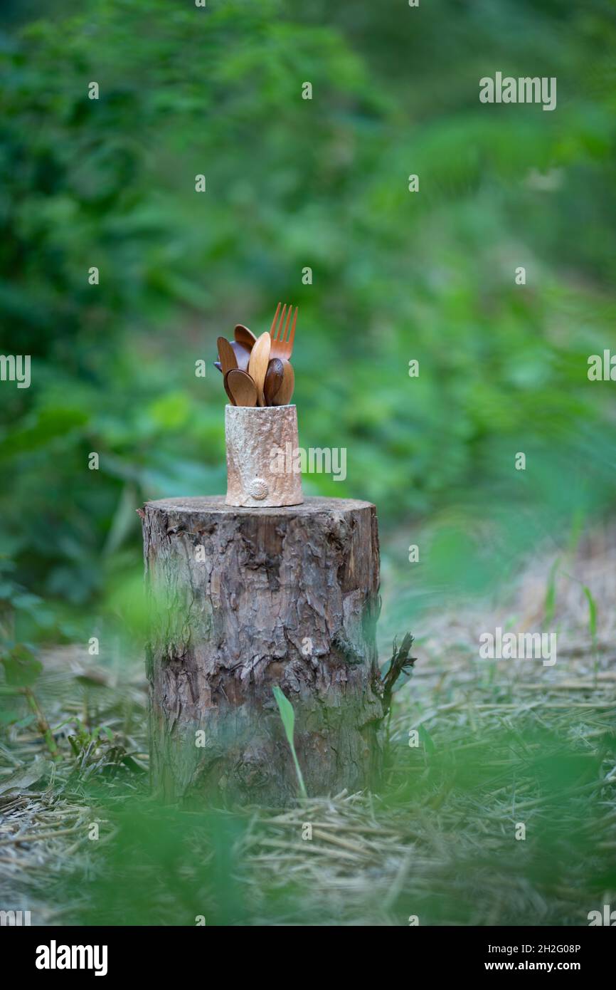 Cutlery in Forest Stock Photo - Alamy
