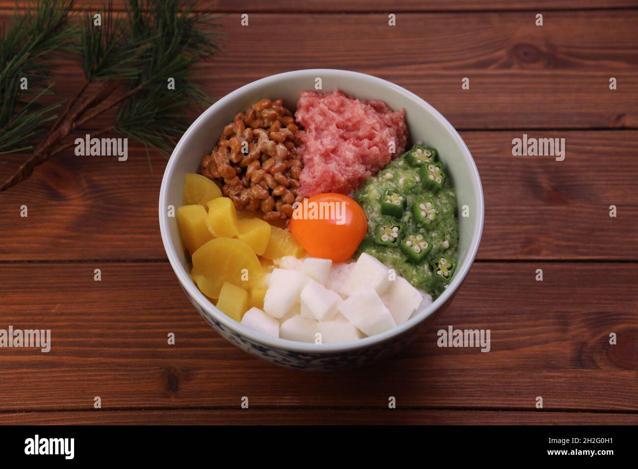 Bakudan don (Rice Bowl with Tuna, Natto, Okra and Egg), Japanese Food ...