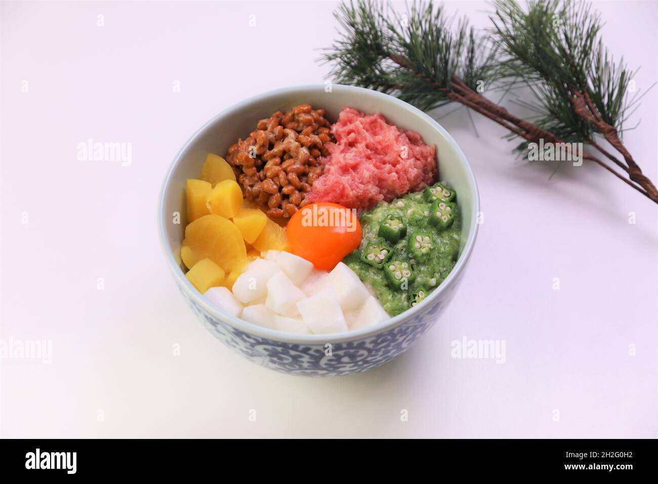 Bakudan don (Rice Bowl with Tuna, Natto, Okra and Egg), Japanese Food ...