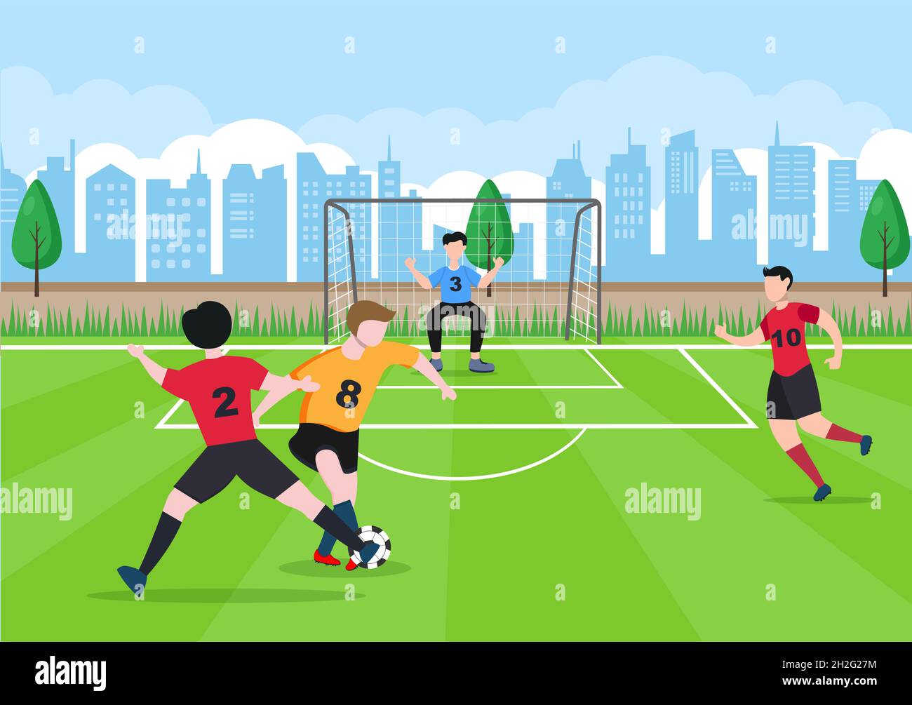 Boys holding soccer ball Stock Vector Images - Alamy