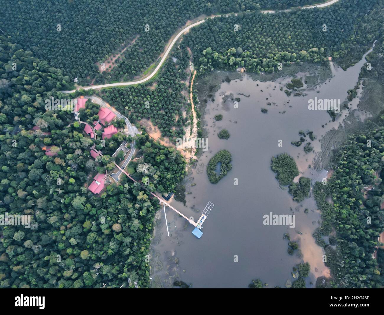 Pahang, Malaysia: Oct 17, 2021 - Aerial view of a research centre ...