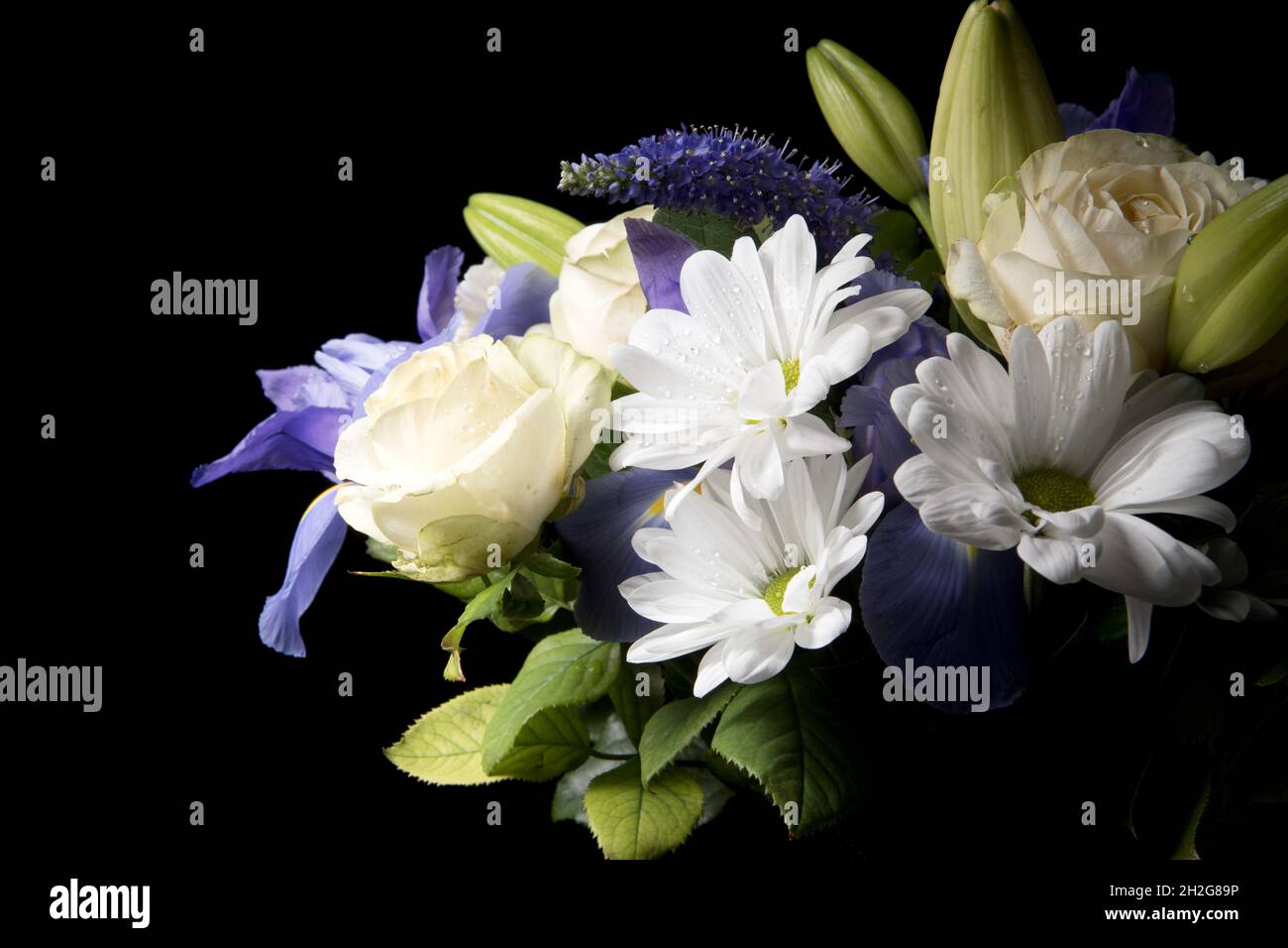 Funeral Bouquet purple White flowers, Sympathy and Condolence Concept ...