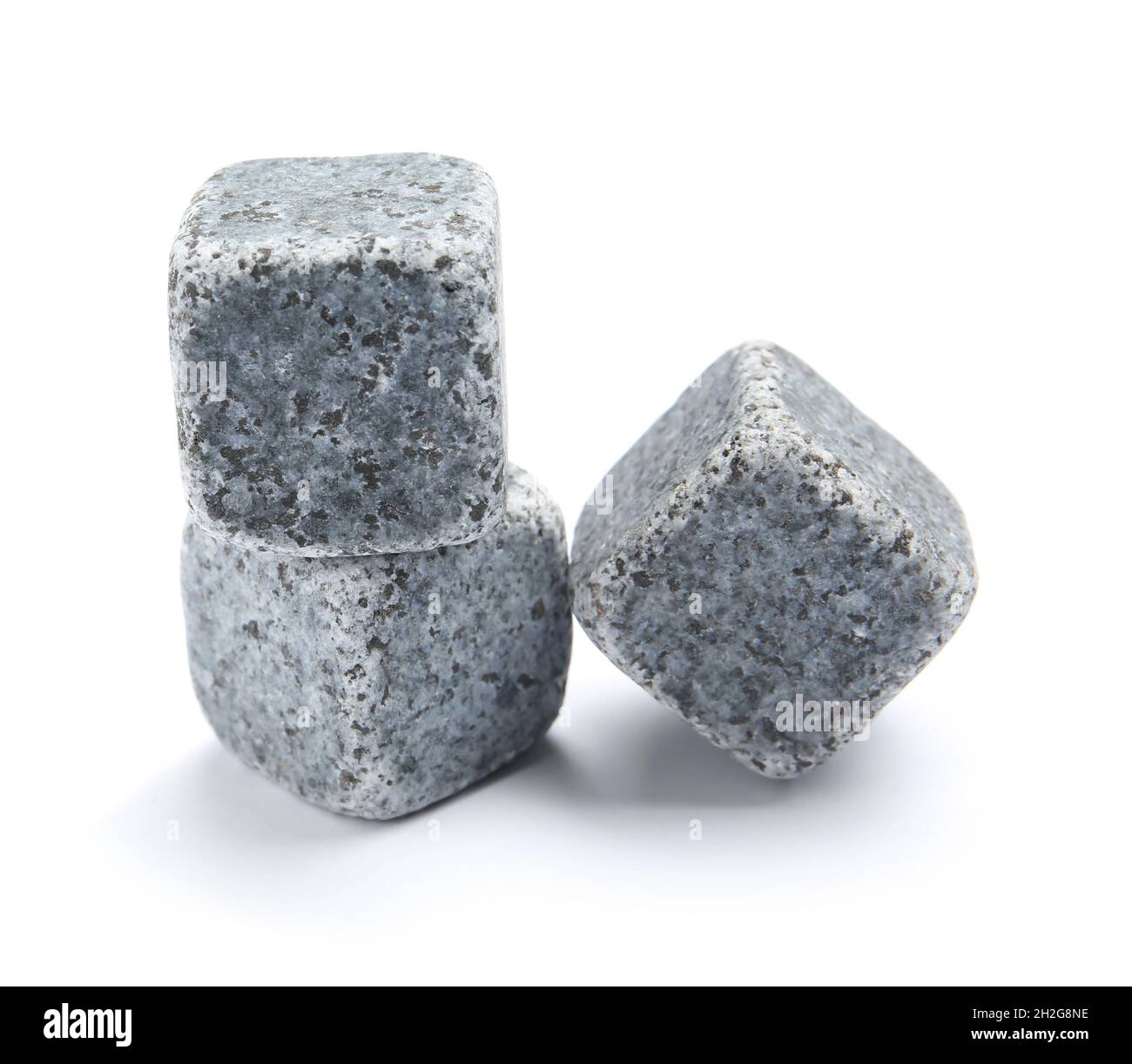 Classic grey whiskey stones on white background Stock Photo - Alamy