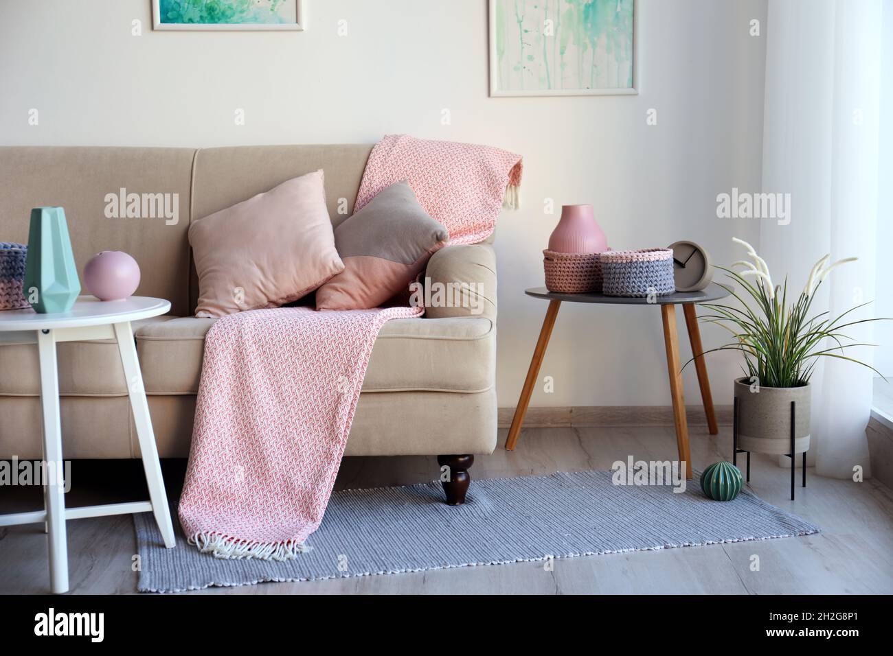 Living room interior with beautiful decorative elements Stock Photo - Alamy