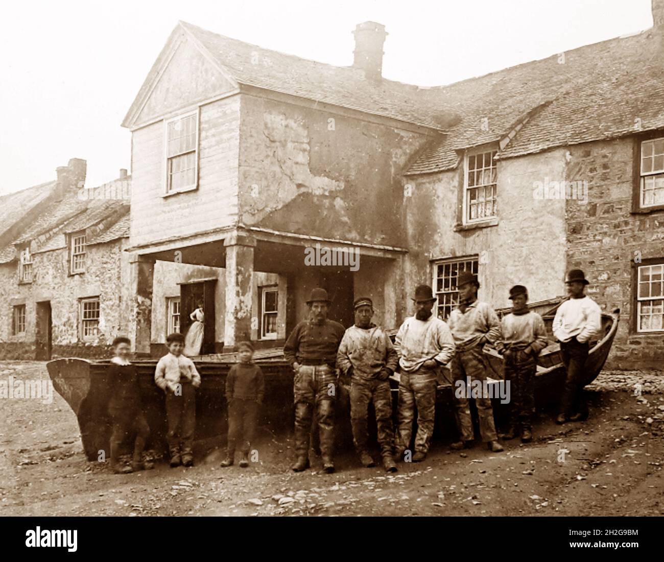 Fishermen, Newlyn, Cornwall, Victorian period Stock Photo - Alamy