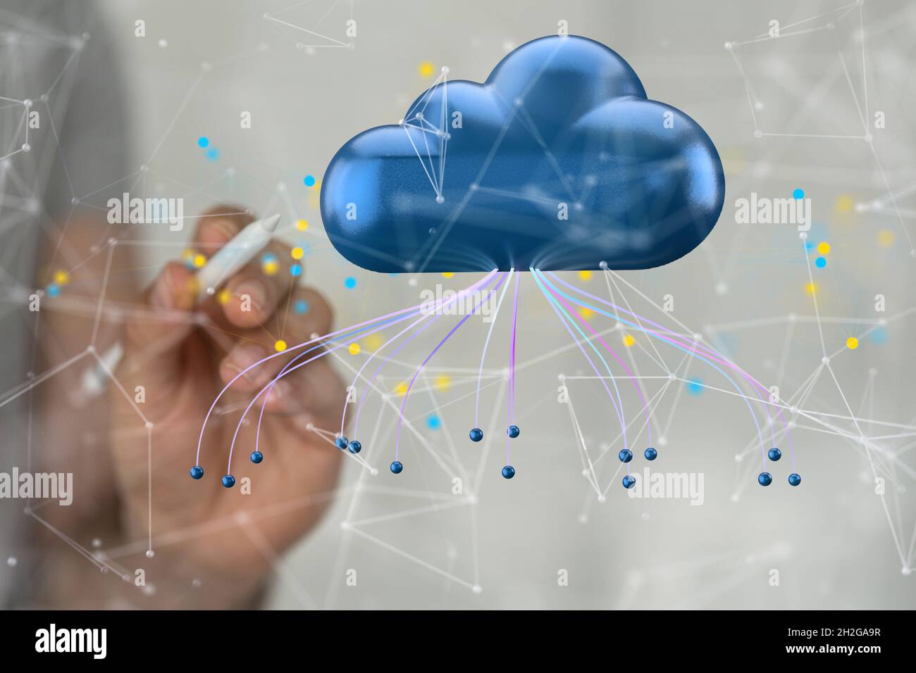 3D rendering of floating digital cloud- Artificial Intelligence and ...