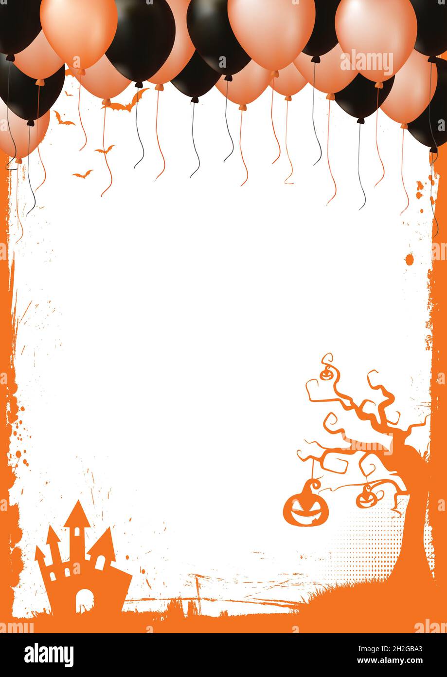 A3 international paper size Halloween element border, orange and black ...