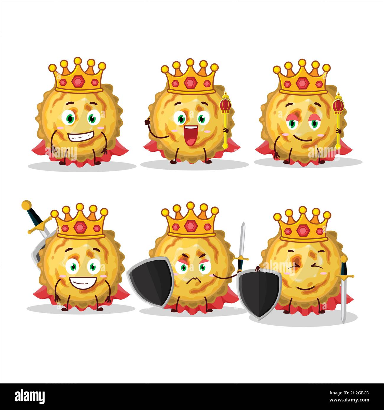 A Charismatic King custard tart cartoon character wearing a gold crown ...