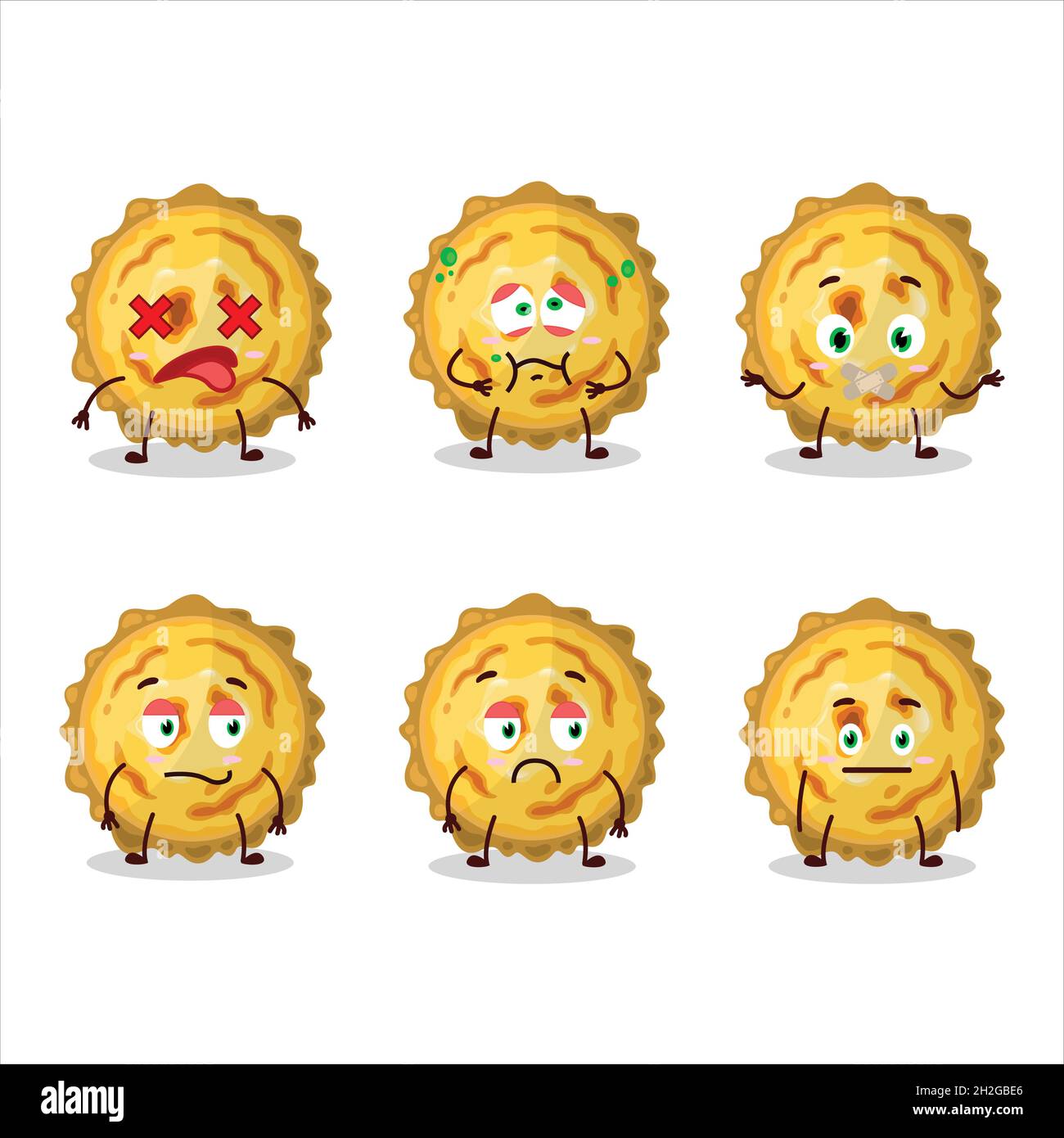 Custard tart cartoon character with nope expression. Vector ...