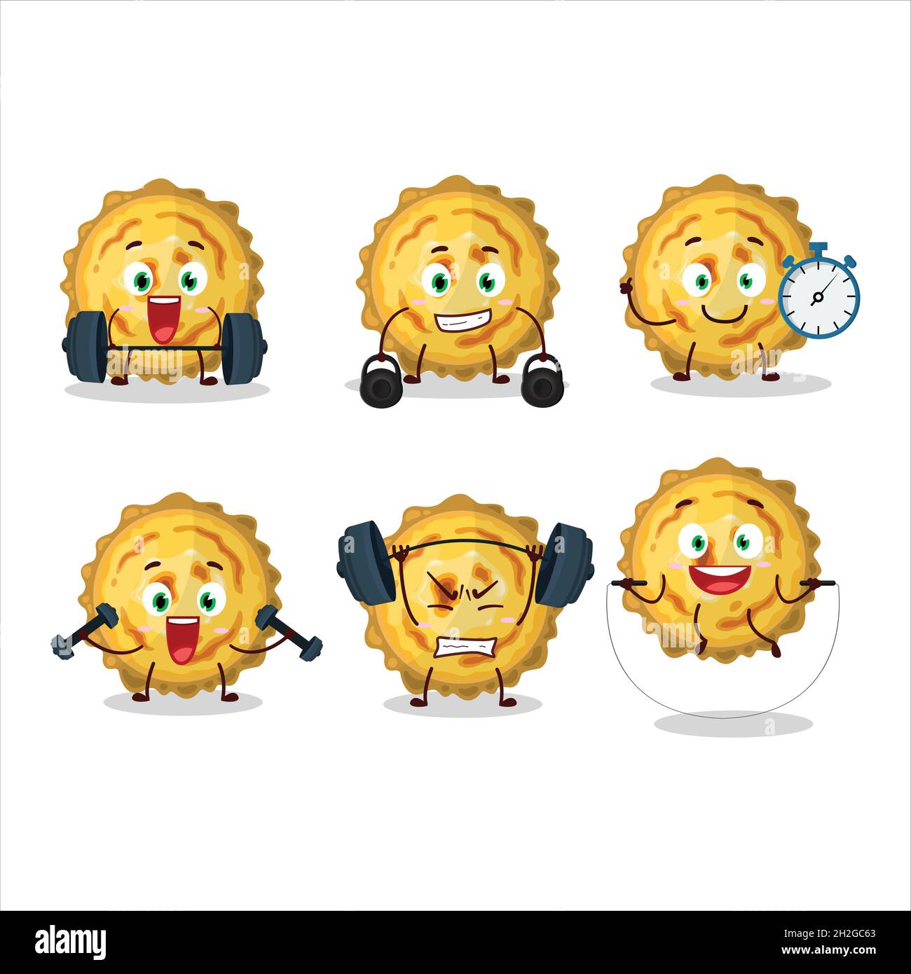 A healthy custard tart cartoon style trying some tools on Fitness ...