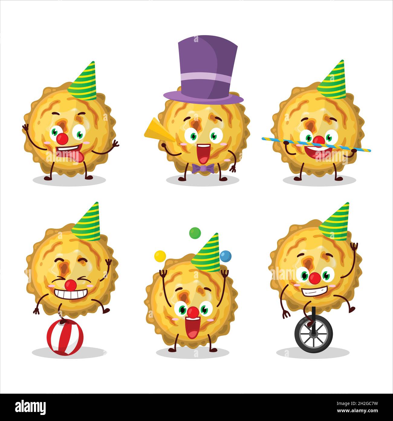 Cartoon character of custard tart with various circus shows. Vector ...