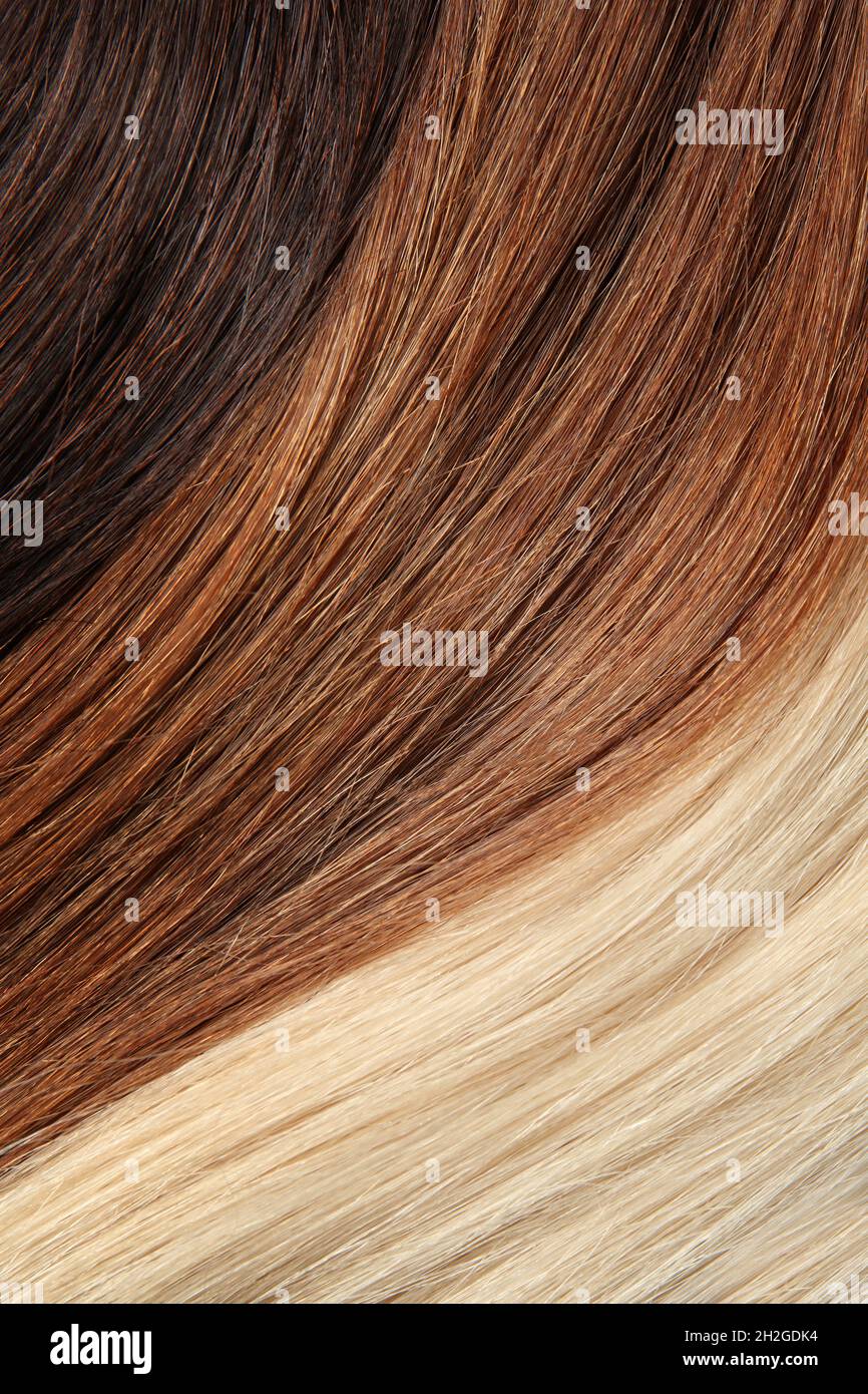 Strands of different color hair as background, closeup Stock Photo - Alamy