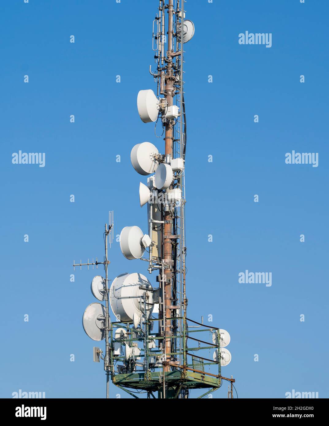 Telecommunication tower of 4G and 5G cellular network. 5G radio network ...