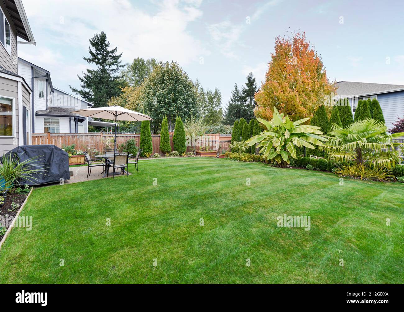 Modern residential backyard exterior Stock Photo - Alamy