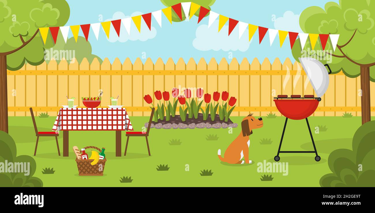 Birthday bbq garden Stock Vector Images - Alamy