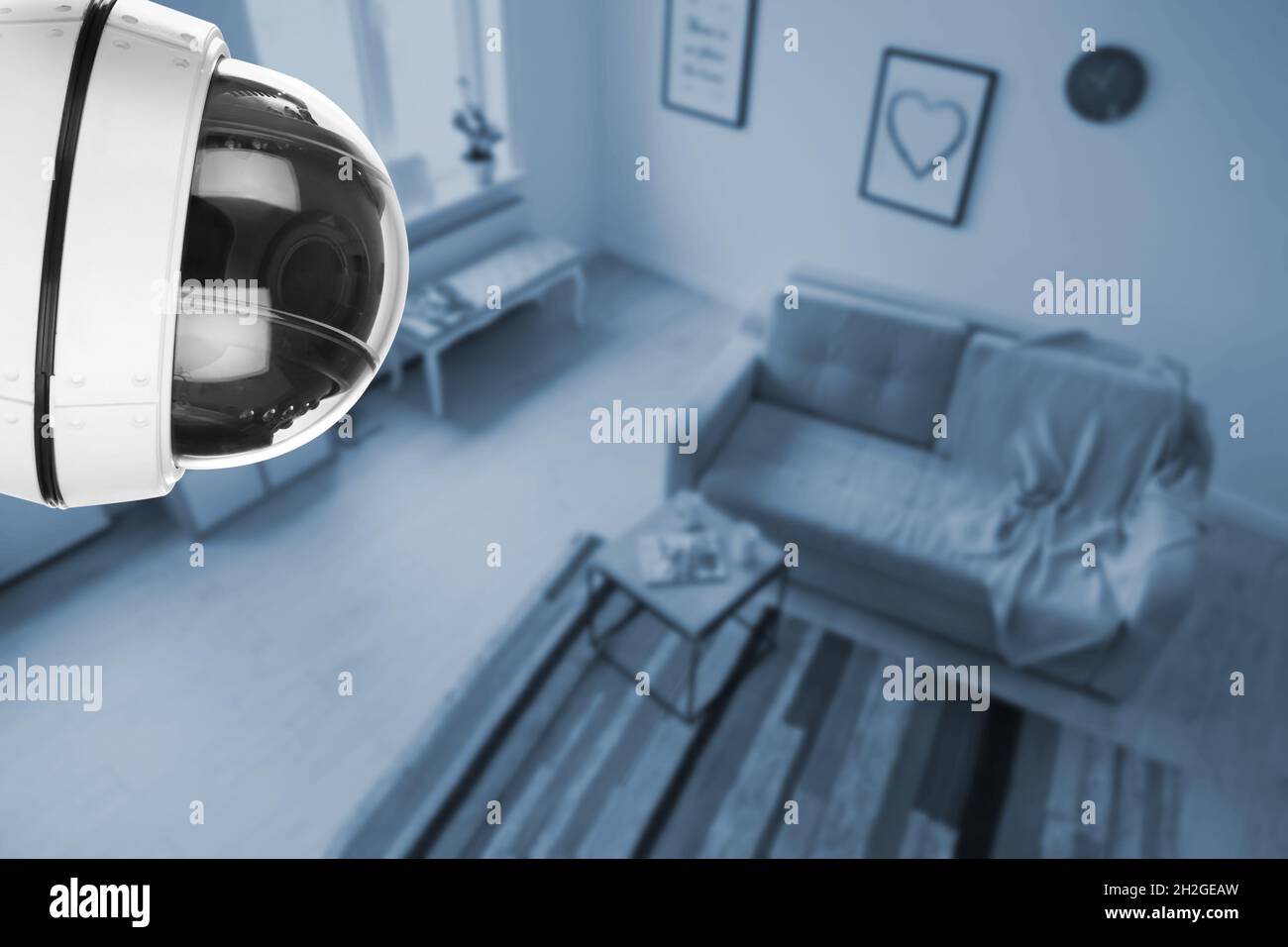Living room under CCTV camera surveillance, above view Stock Photo - Alamy