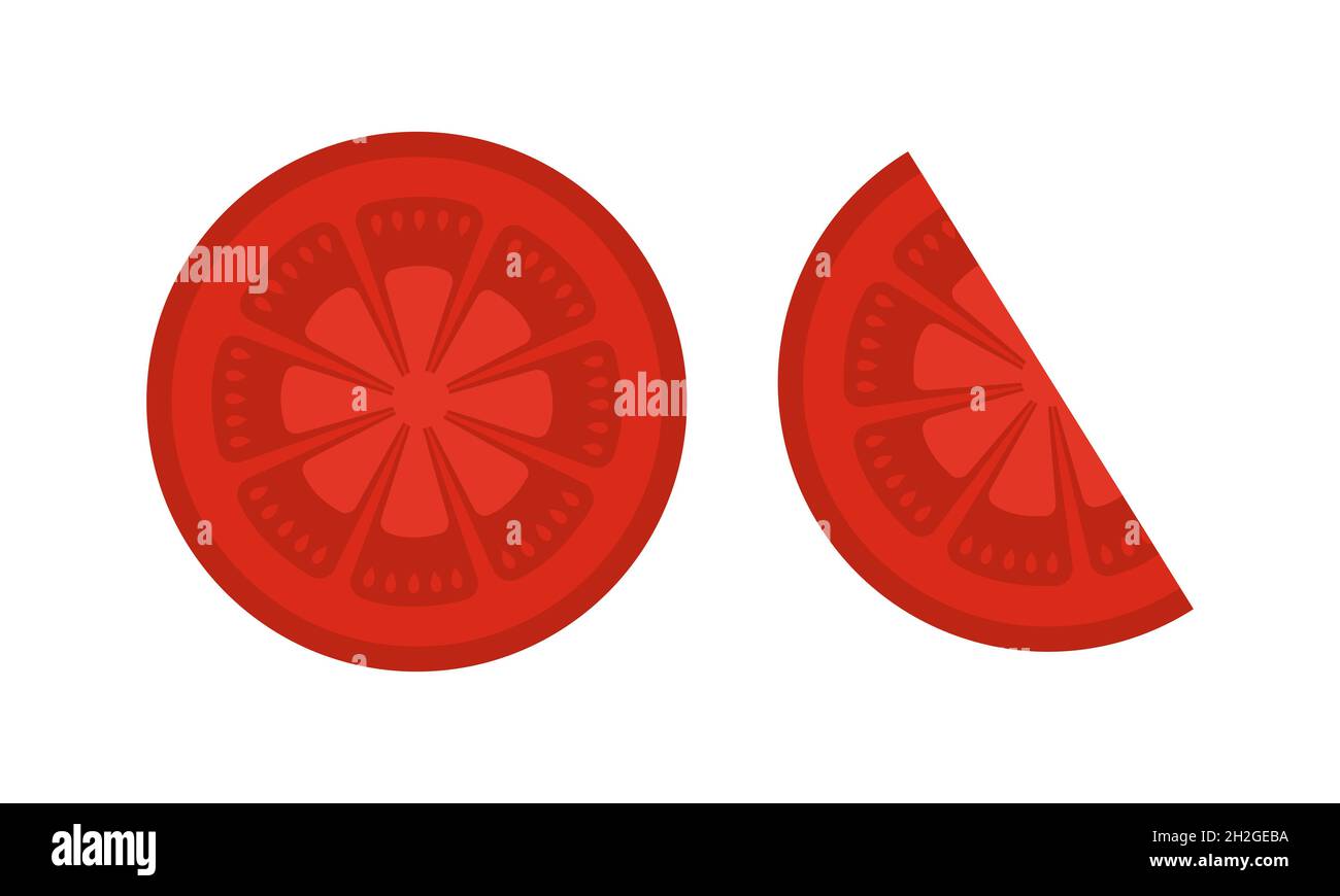 Sliced ripe red tomato. Isolated flat illustration Stock Vector Image ...