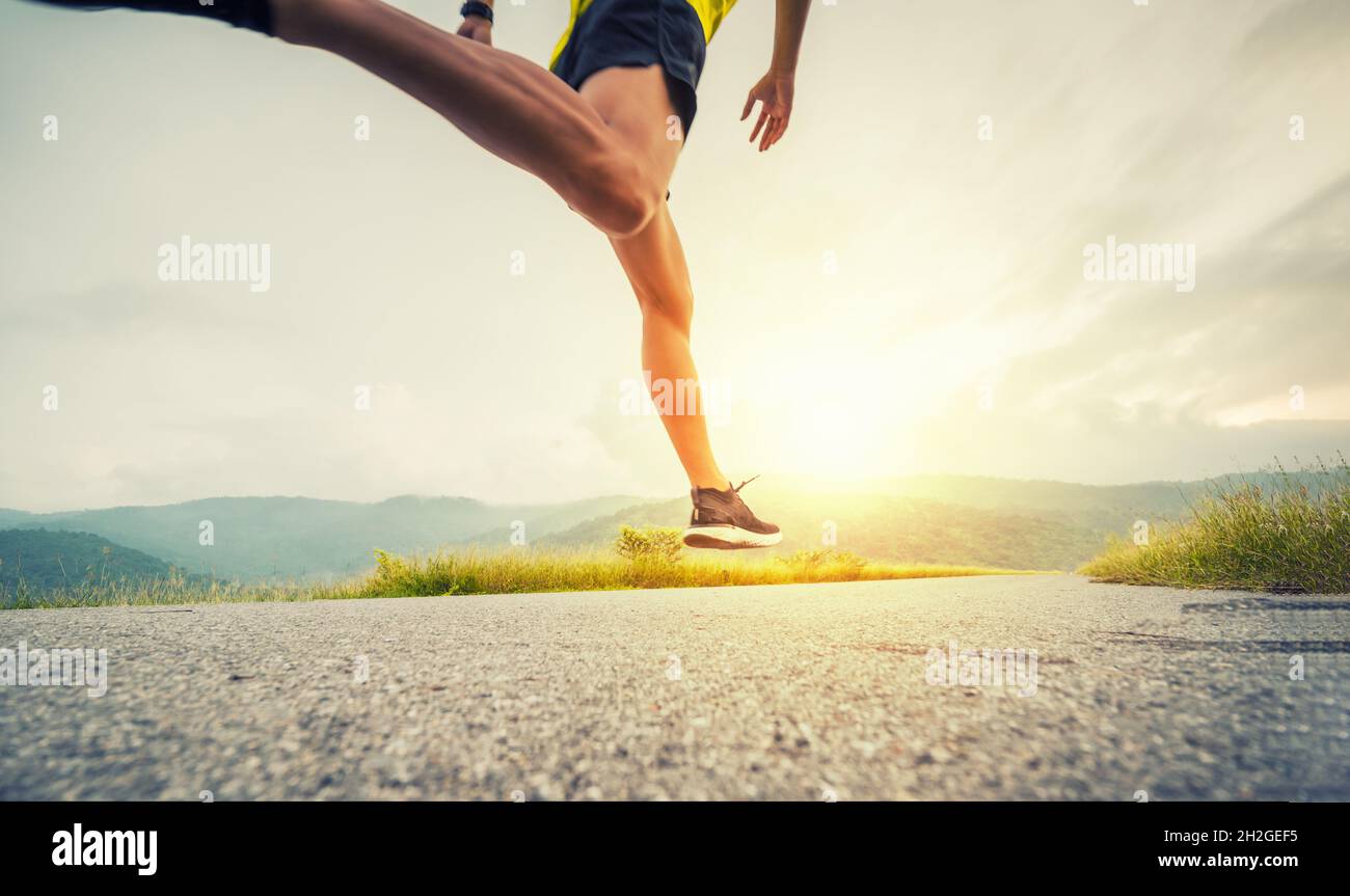 Man running in the nature. Healthy lifestyle concept Stock Photo - Alamy